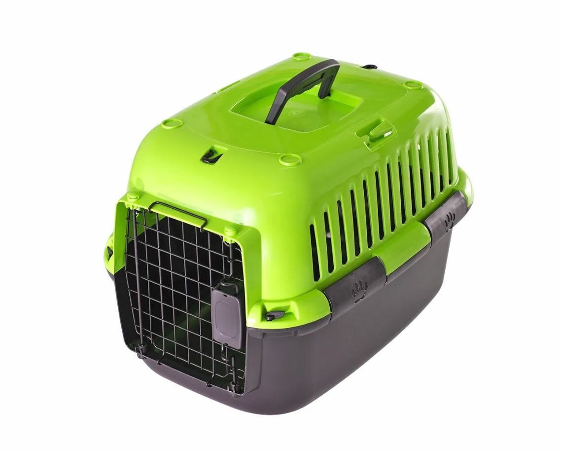 FAUNA переноска металлическая дверка зеленая черная, 49 см х 32 см х 32 см
