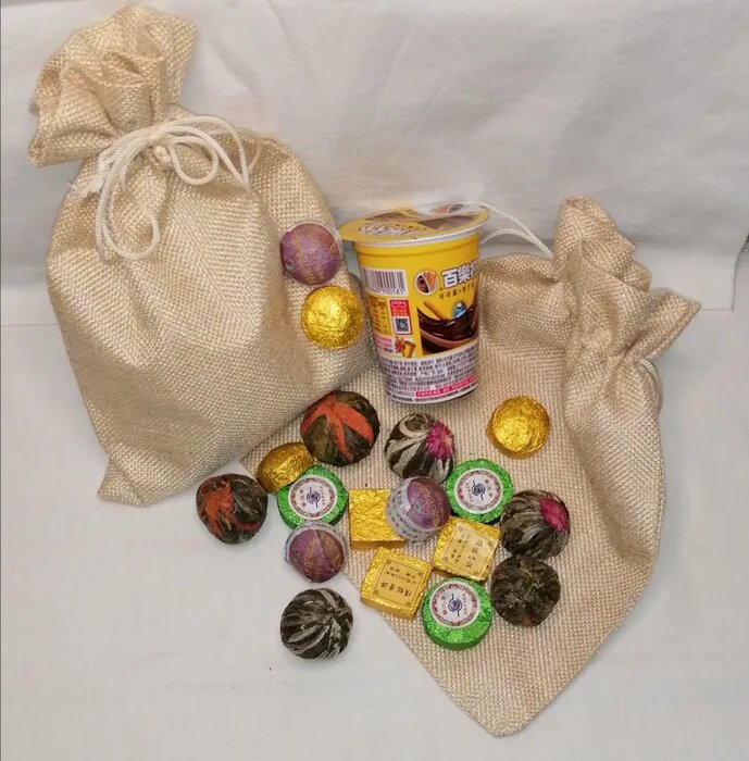 3шт, Набор чая подарочный в мешочке, 6 видов чая с шоколадными палочками