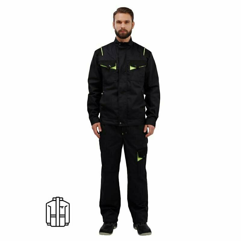 Куртка рабочая летняя мужская л27-КУ темно-серая/черная размер 52-54 рост 170-176, 1002363