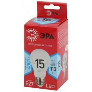 Лампа светодиодная ЭРА LED A60-15W-840-E27 R 15Вт Е27 4000К Б0046356, 1253246