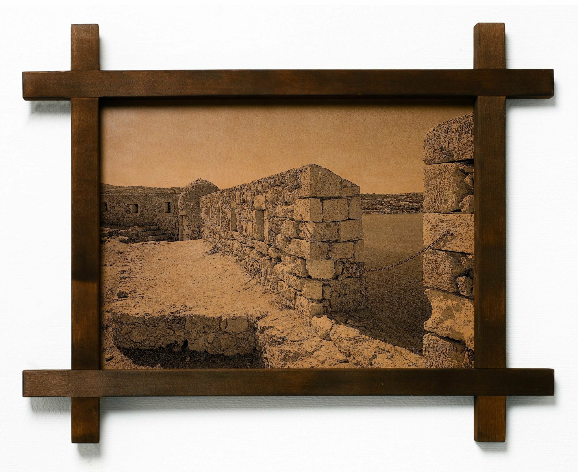 Картина интерьерная из кожи "Крепость Фортецца в Ретимно, Греция", BoomGift