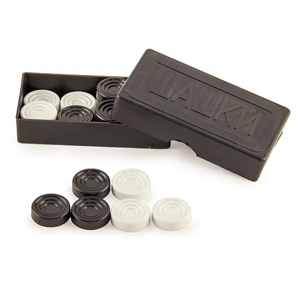 Шашки 13x7x3 диаметр шашки 30 мм (12 белых, 12 черных) без доски