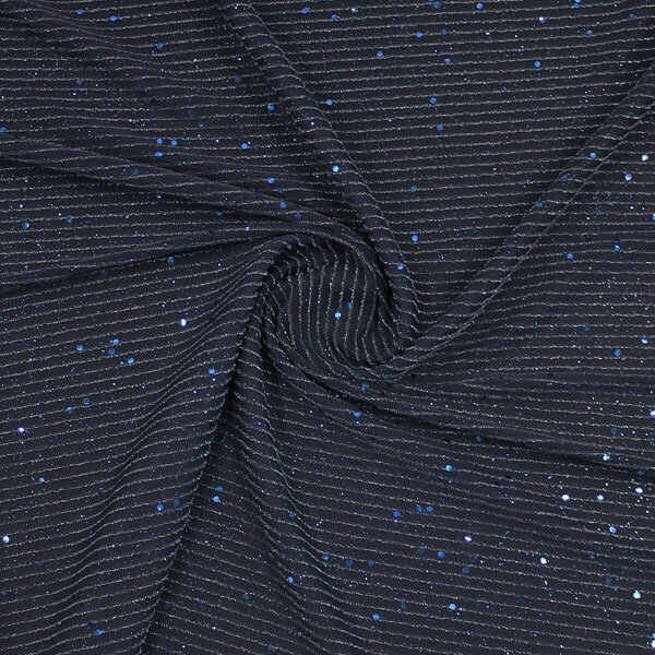 Трикотажная ткань темно-синяя с пайетками