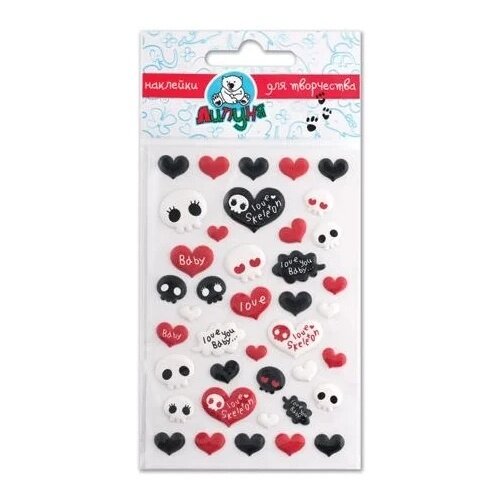 Наклейки Babyline "Сердца и скелеты", зефирные, многоразовые