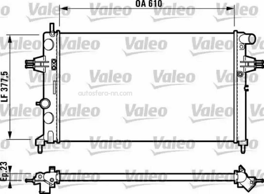 VALEO 732729 Радиатор системы охлаждения OPEL: ASTRA G (F08_/F48_) 1.6i 8V/1.6i 16V/1.8i 16V mtrs. C16SEL/X16SZR/X16XEL/Z16XE/X18XE1 02/98-02/04 (МКПП/AC+)