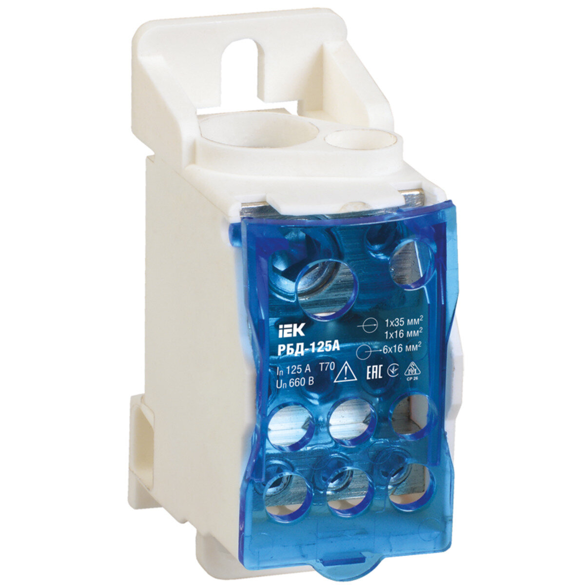 Блок распределительный на DIN-рейку РБД-125А, IEK RBD-125 (6 шт.)