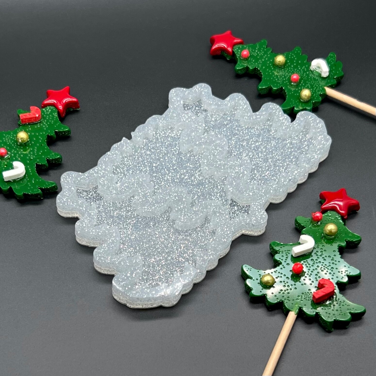 Силиконовая форма молд для леденцов и шоколада Елочка со звездой