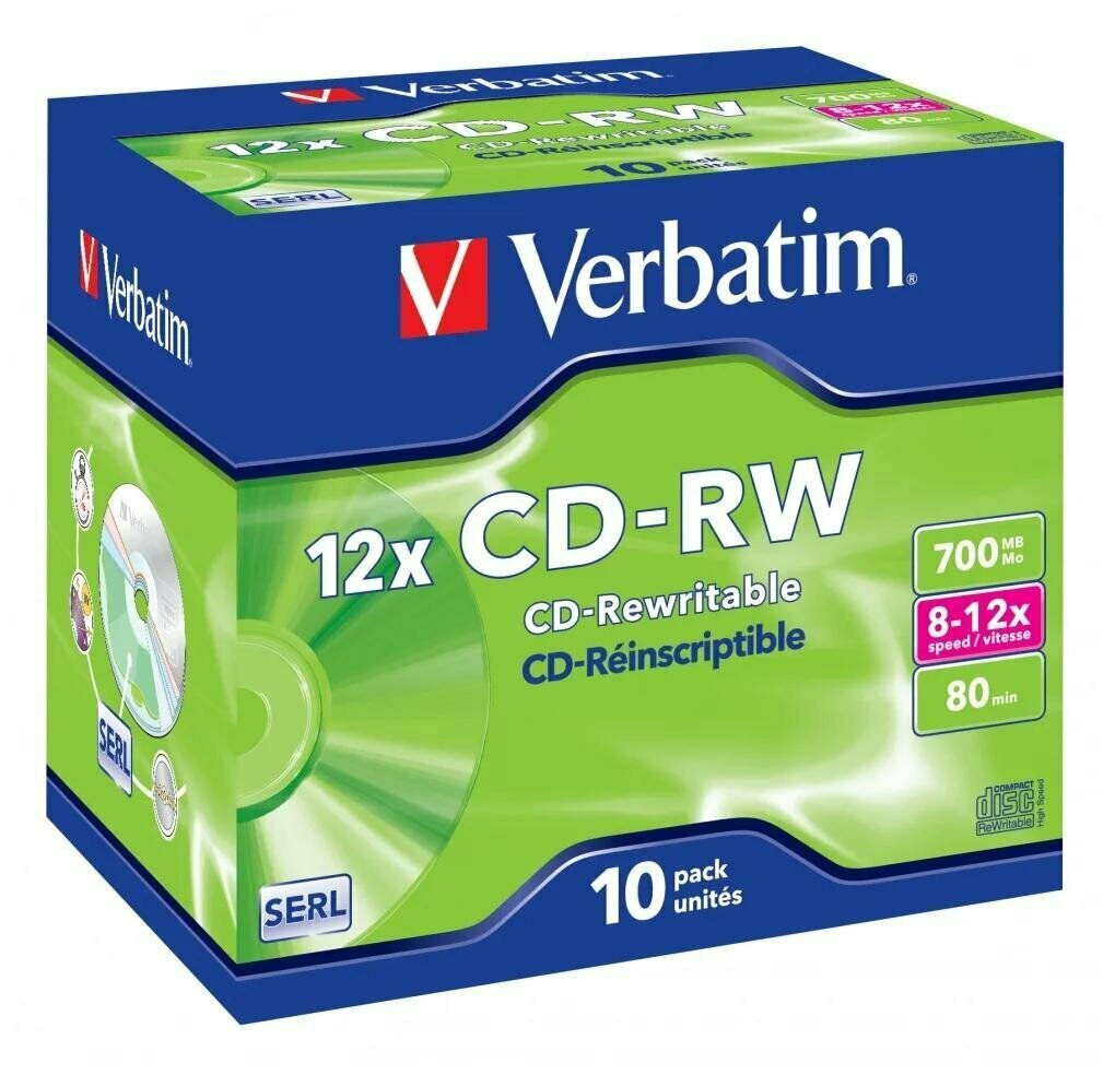 Диски VERBATIM CD-RW 700Mb (10шт) (43148)