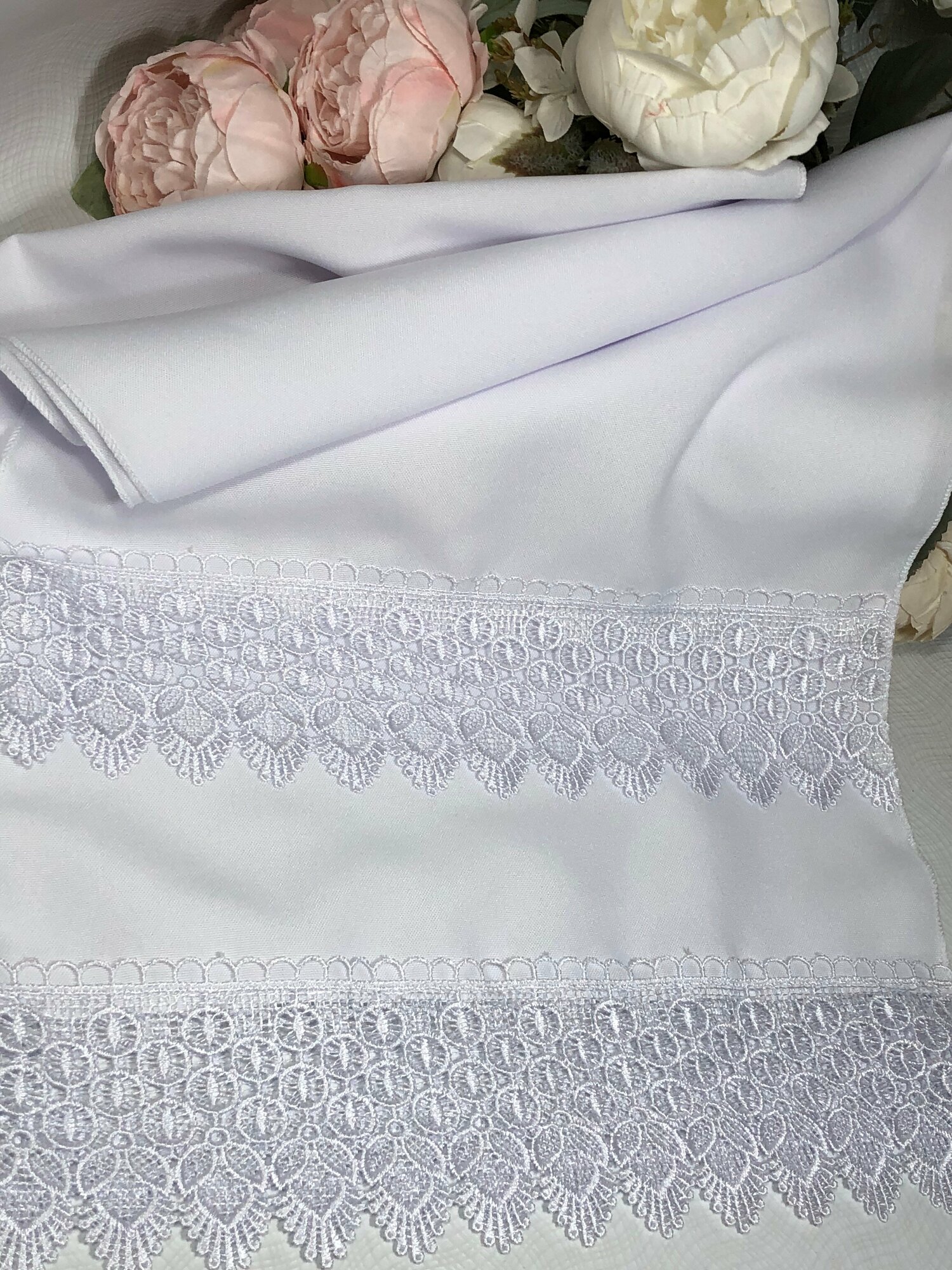 Рушник свадебный, кружевной, белый №2