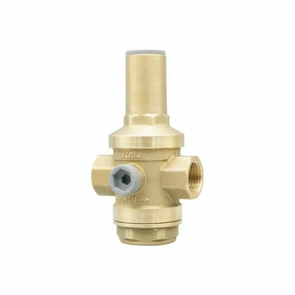 Редуктор давления муфтовый ICMA с боковое подключение манометра, max давление на входе 40 бар, на выходе 1-6 бар, внутренняя резьба 1"(ду 25)