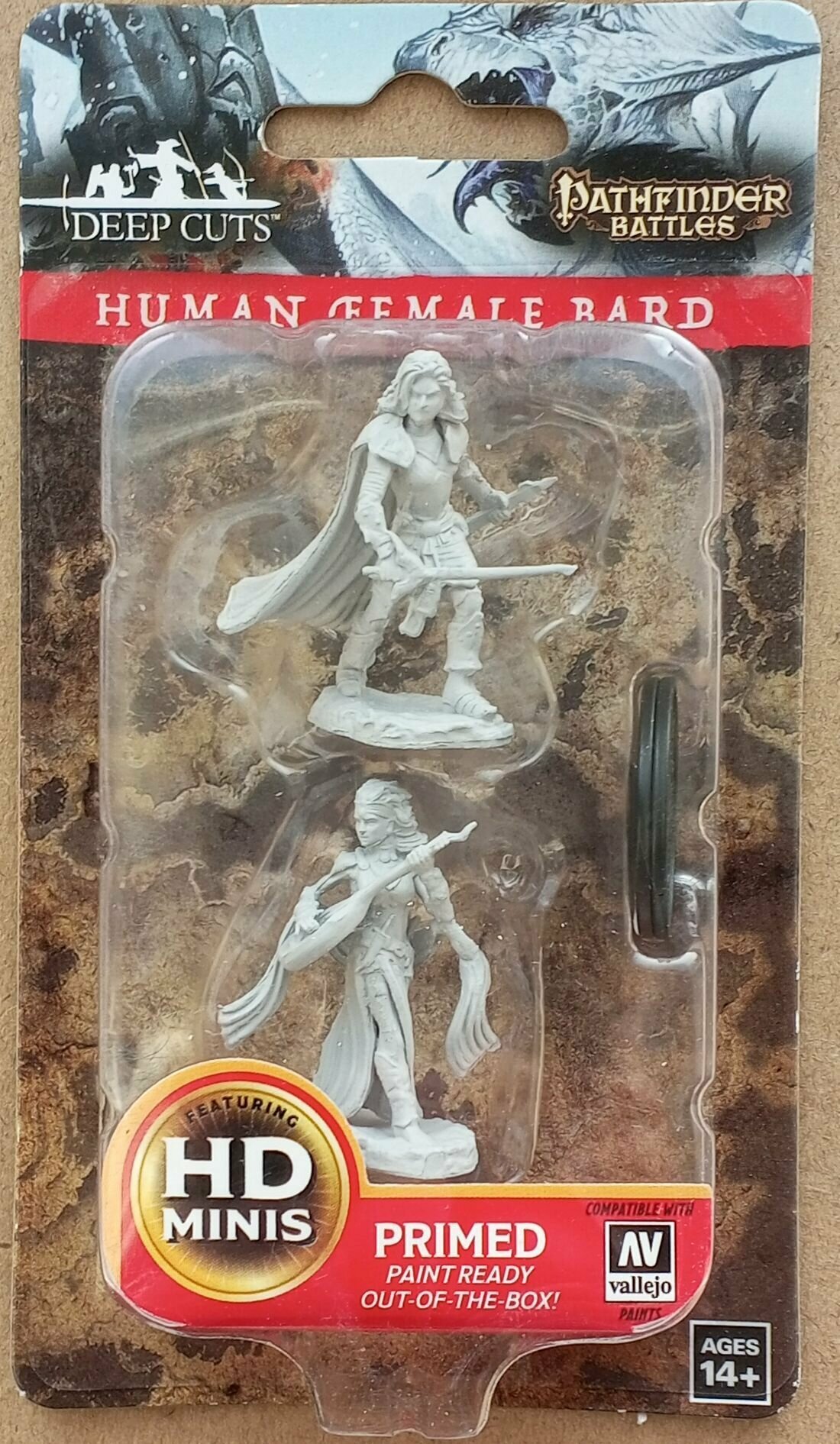 Человек Женщина Бард. Набор из 2 грунтованных фигурок для настольных игр. ДнД / Dungeons & Dragons