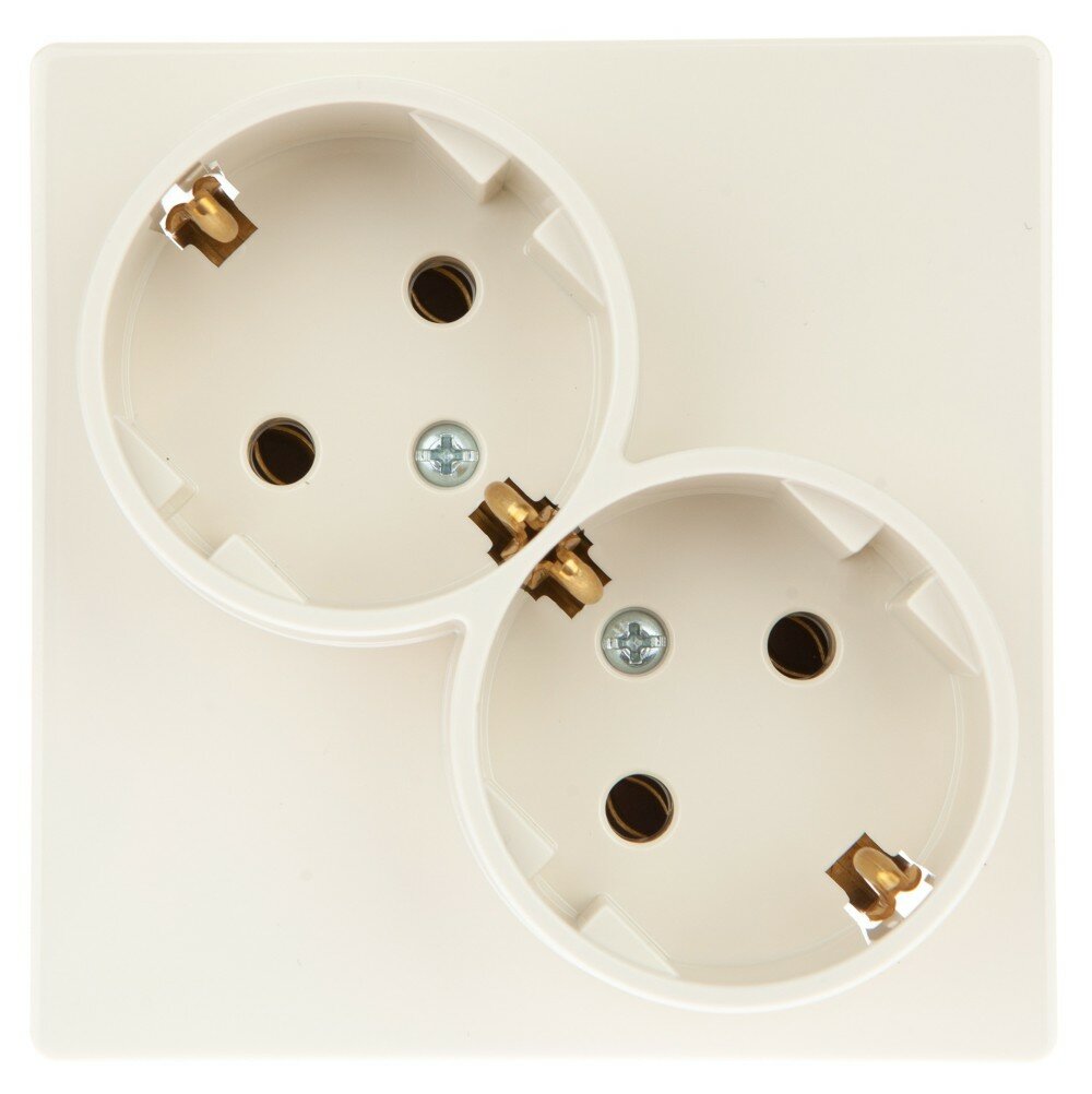 Розетка двойная с заземлением Simon 24 Слоновая кость (бежевая) 2450459-031