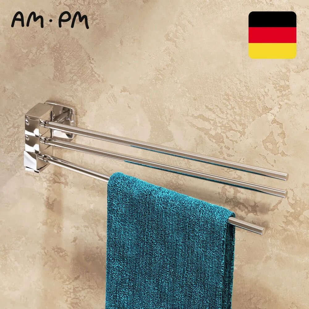 Вешалка для полотенец AM.PM Gem, тройная, поворотная, хром, 40 см