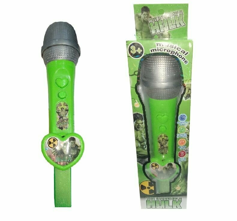 Музыкальный микрофон "Халк/Hulk" свет+4 песни