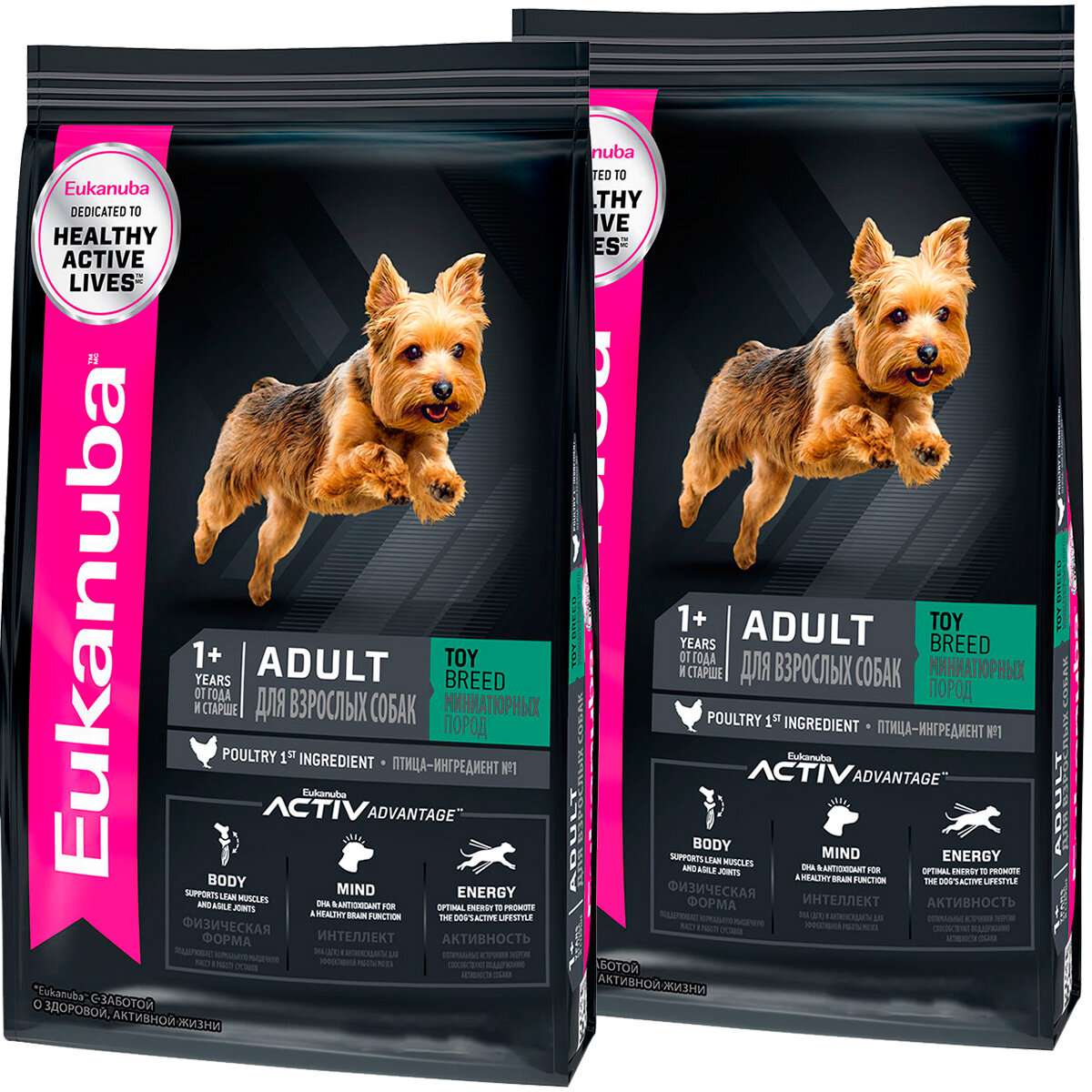 EUKANUBA ADULT TOY BREED для взрослых собак маленьких пород с птицей (3,5 + 3,5 кг)