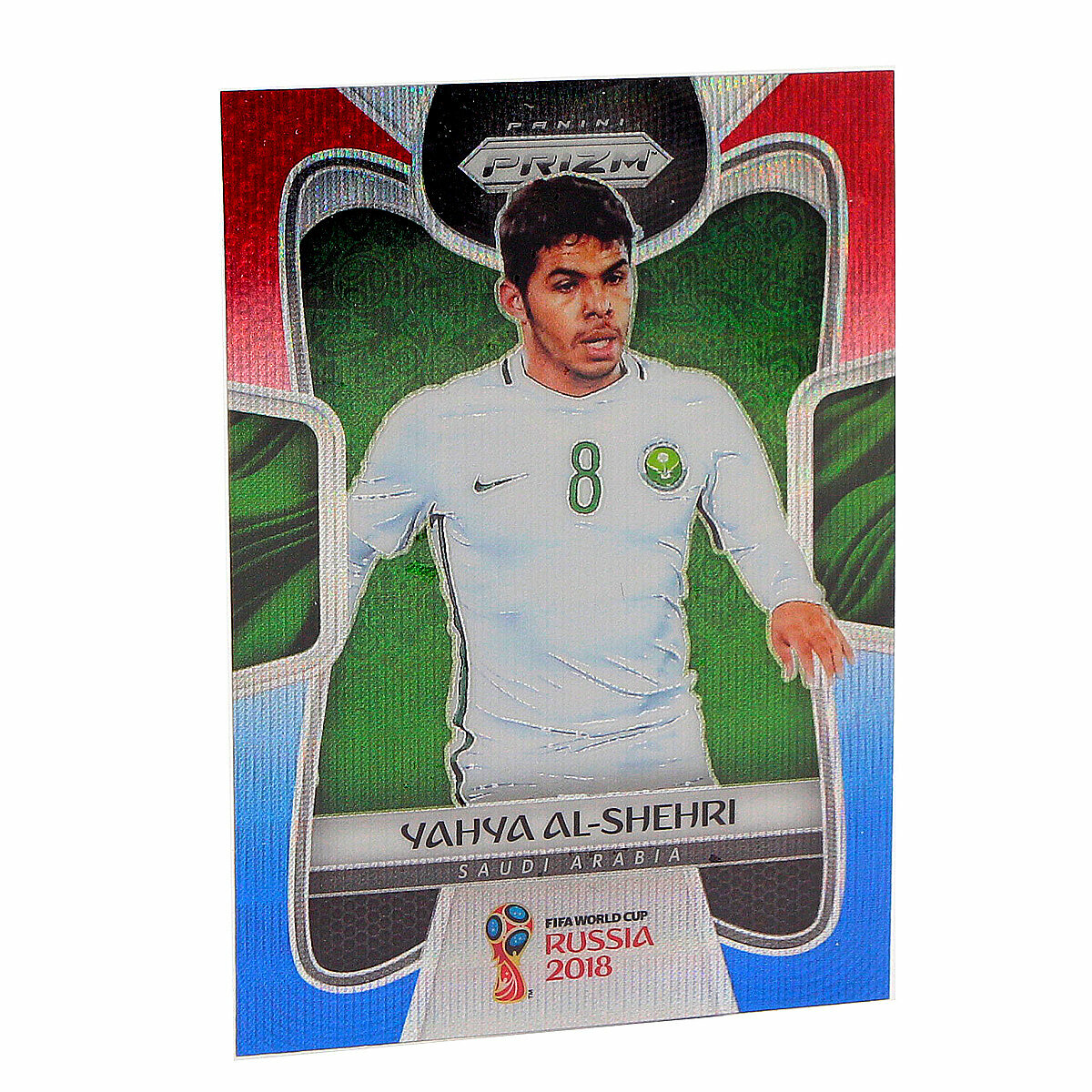 Коллекционная карточка Panini Prizm FIFA World Cup Russia 2018: #178 Yahya Al-Shehri - Red Blue Wave