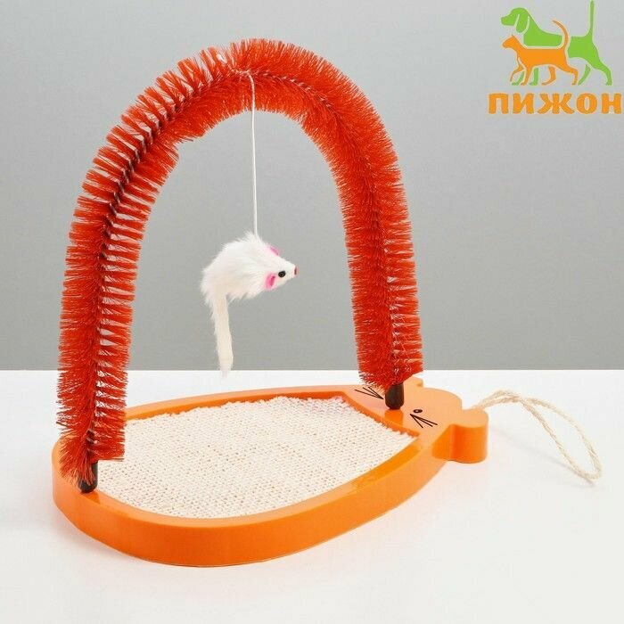 Комплекс для кошек с сизалевой когтеточкой, аркой-чесалкой и мышкой