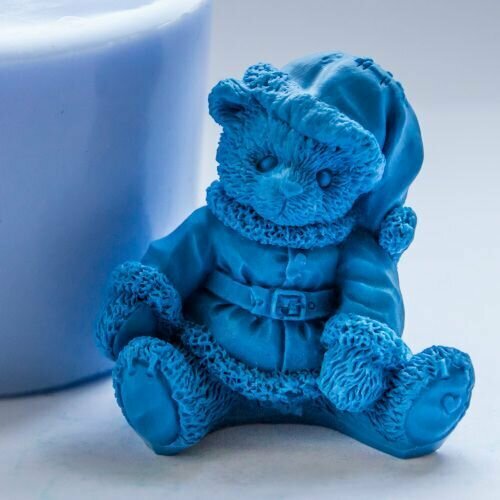 Силиконовая форма для мыла Мишка Дед Мороз 3D, для свечей, гипса 1шт 4.5*4.5*3 см