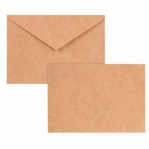 Конверты С6 (114х162 мм) крафт, клей, 90 г/м2, комплект 50 шт, треугольный клапан, BRAUBERG, 112363
