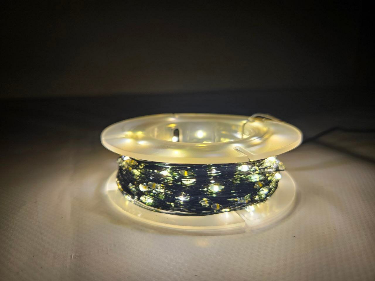 Новогодняя гирлянда светодиодная линейная, 500 LED, тёплая белая, зеленый провод, катушка, 50 метров, с пультом