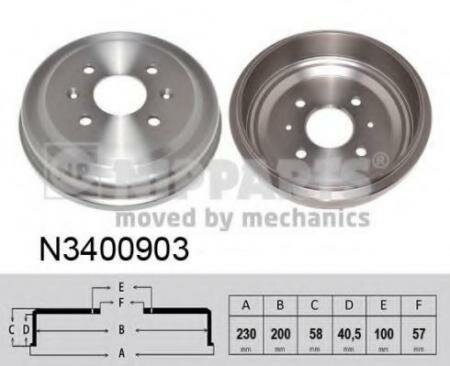 Барабан тормозной CHEVROLET AVEO 06-/SPARK 10- (упаковка 2 шт.), NIPPARTS N3400903