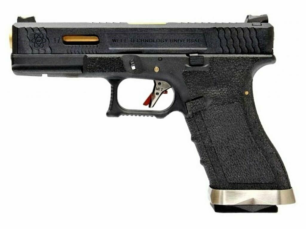 Пистолет пневм. WE GLOCK-17 G-Force чер рамка/слайд, золот ствол