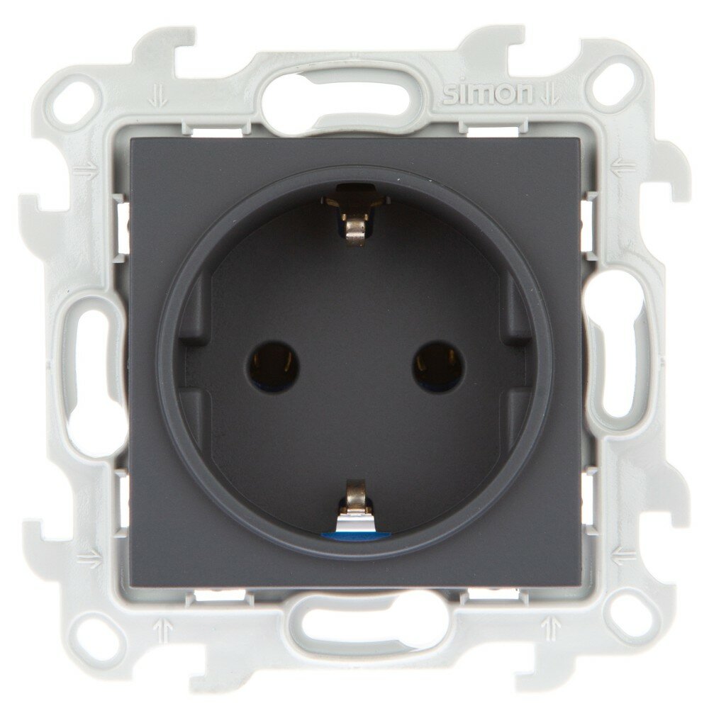 Розетка с заземлением графит (черная) Simon 24 Sсhuko 2450434-038