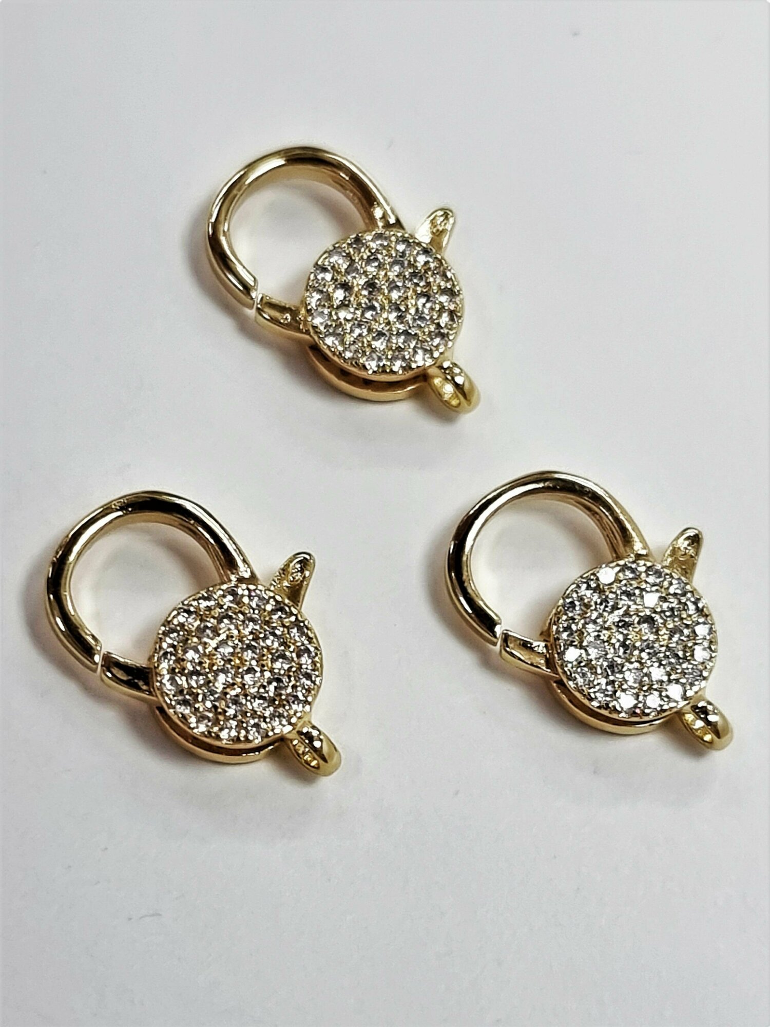 Карабины со стразами. Золото. 3шт.