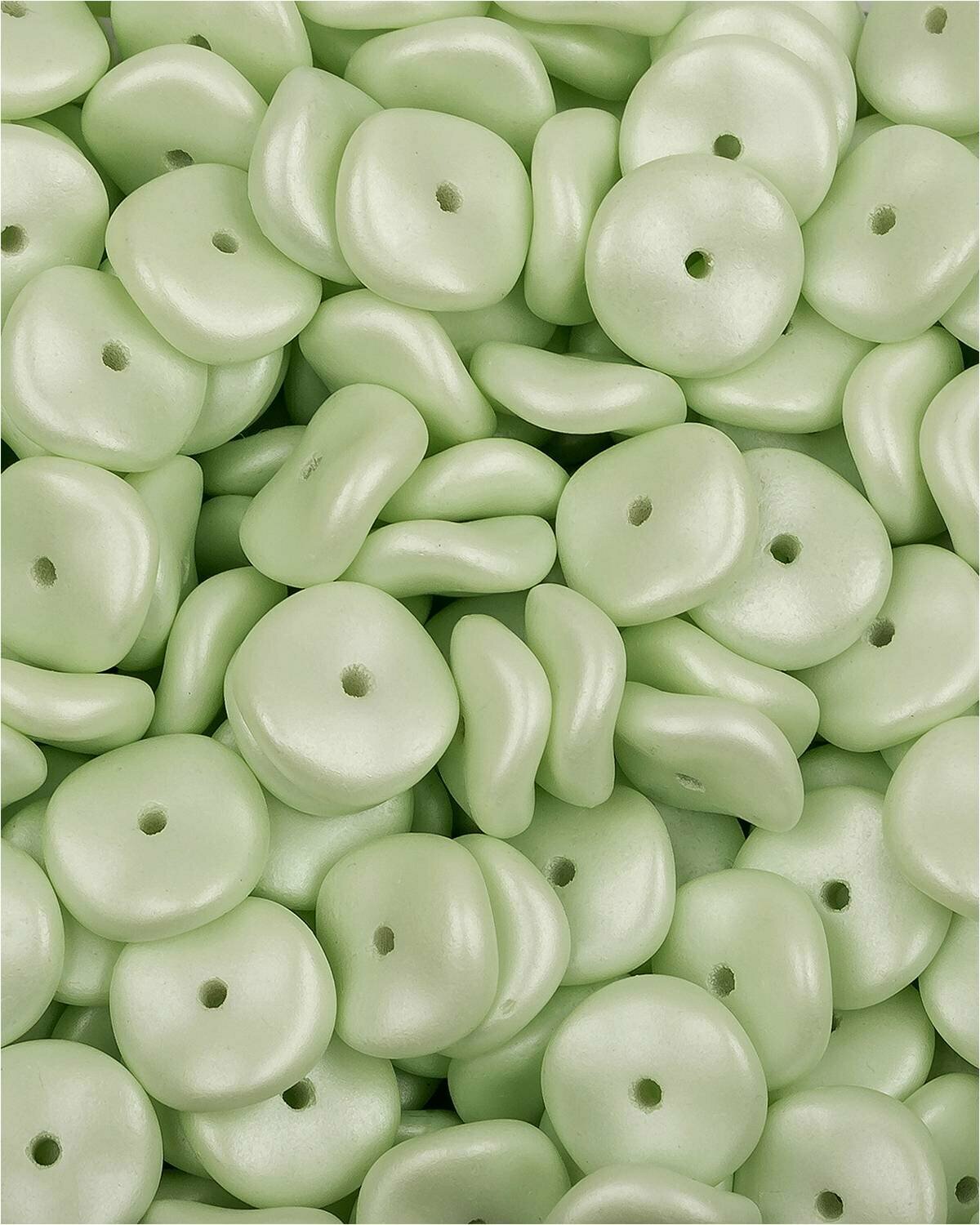 Стеклянные чешские бусины, Wavelet Beads, 10 мм, цвет Pastel Green, 10 шт.