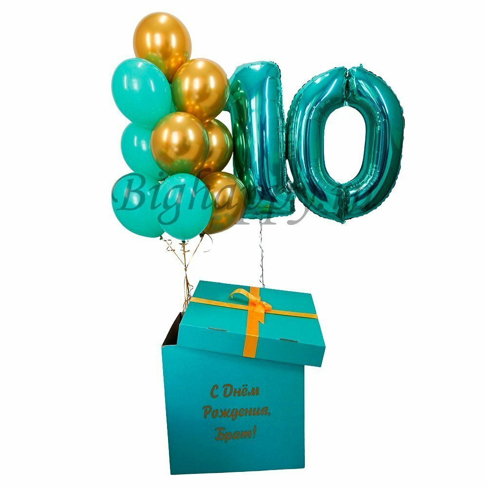 Коробка – сюрприз с воздушными шарами "Бирюзовое настроение"