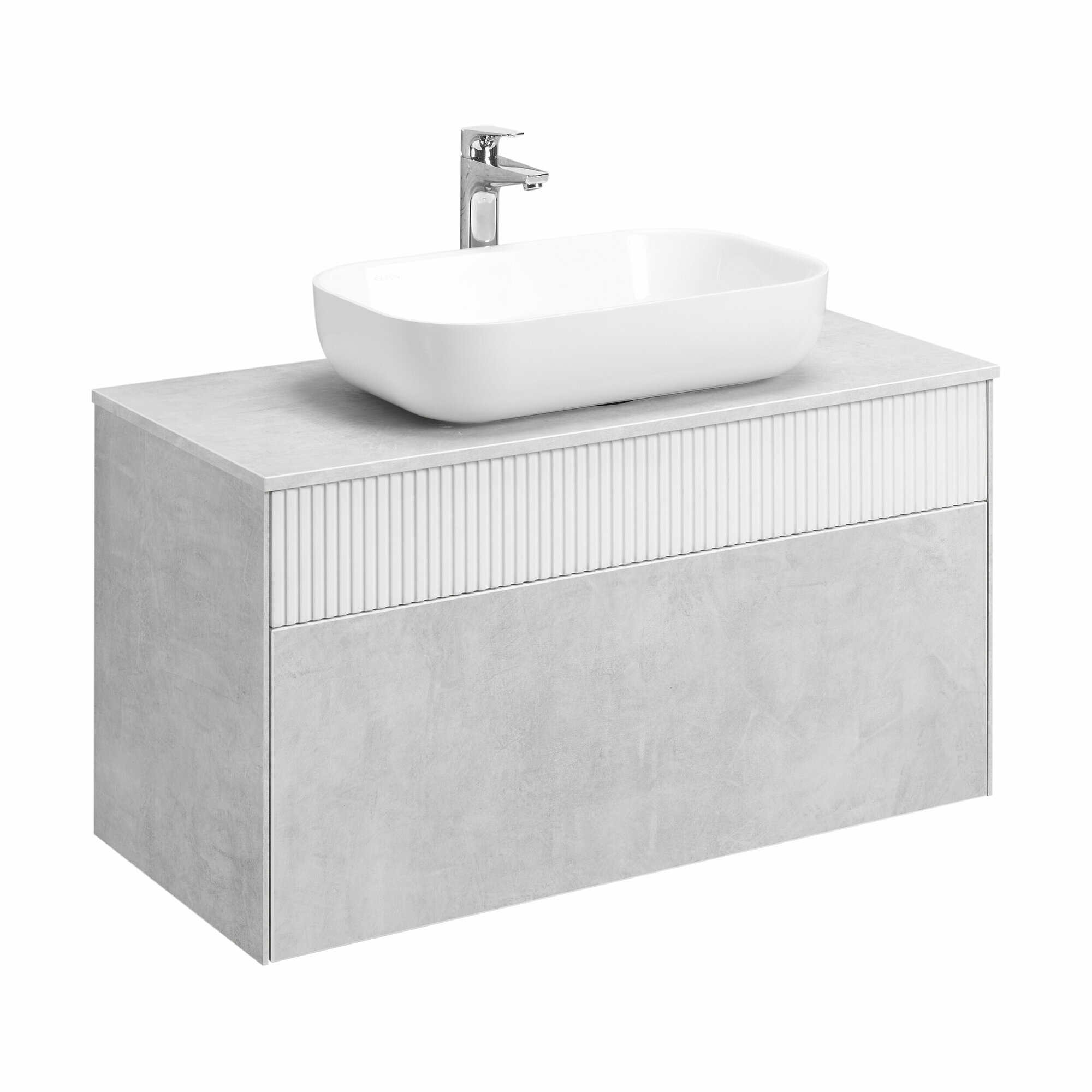 Тумба под раковину Акватон Марбл 100 1000х460х530 подвесная, Слэйт/Белый матовый 1A276301MH4C0