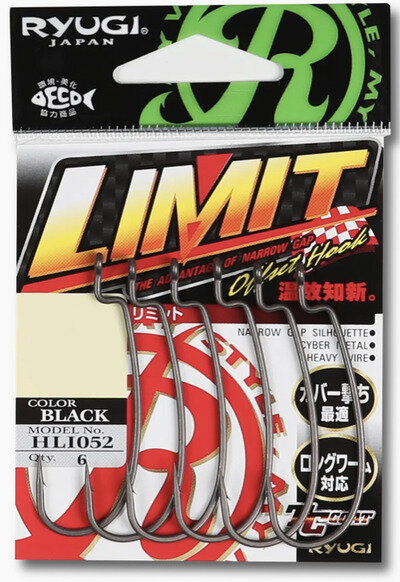 Крючки офсетные RYUGI LIMIT OFFSET HOOK #5/0 BLACK (4шт)
