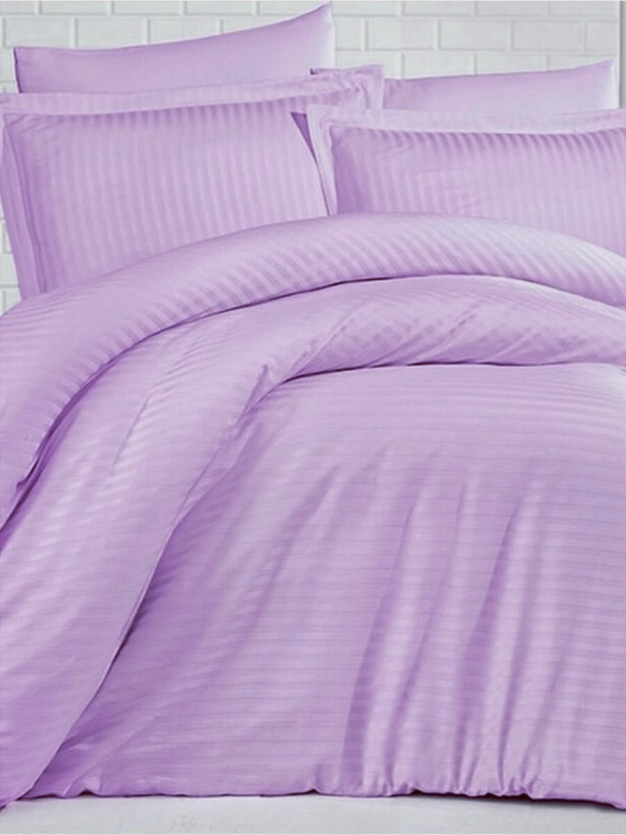 Наволочки с ушками из страйп-сатина Полоска вертикальная 1x1 FSL-012 сиреневый Elin (сиреневый), Наволочка 70x70 (с ушками)