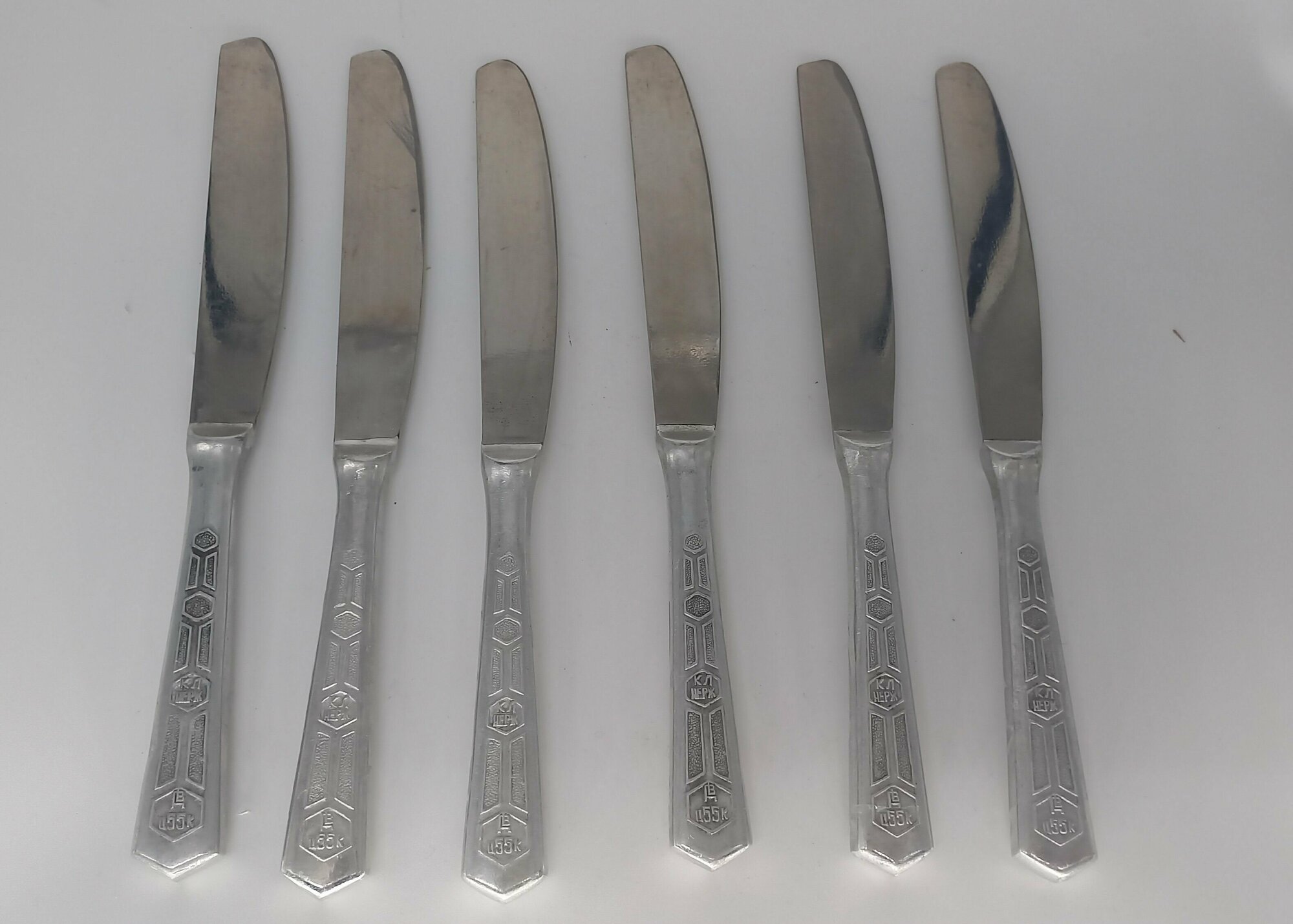 Винтажный советский набор столовых ножей нержавеющая сталь, СССР