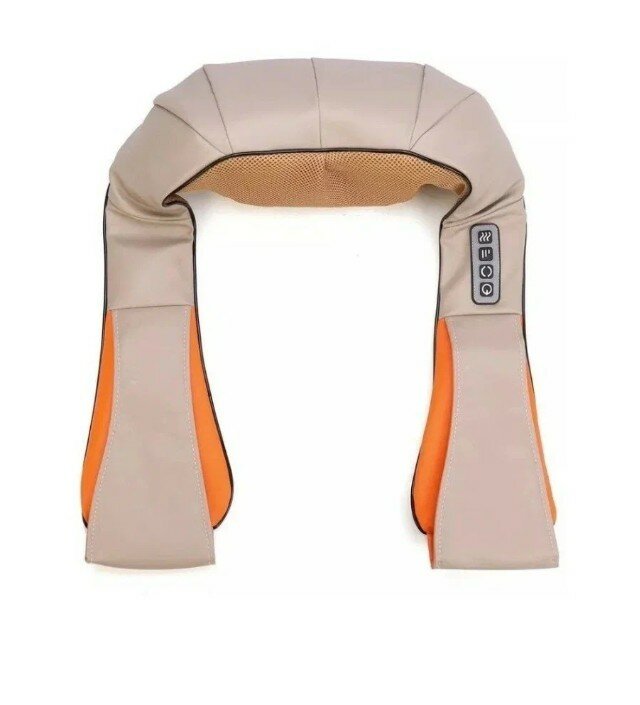 Массажер для шеи, спины, поясницы и рук, роликовый, с прогревом, 3 режима, мощность 24 Вт, бежевый