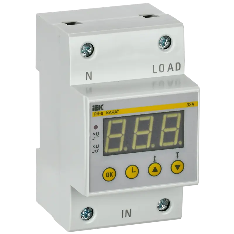 Реле напряжения РН-д 1-ф. 54мм 32А, IEK IVR31-1-32 (1 шт.)