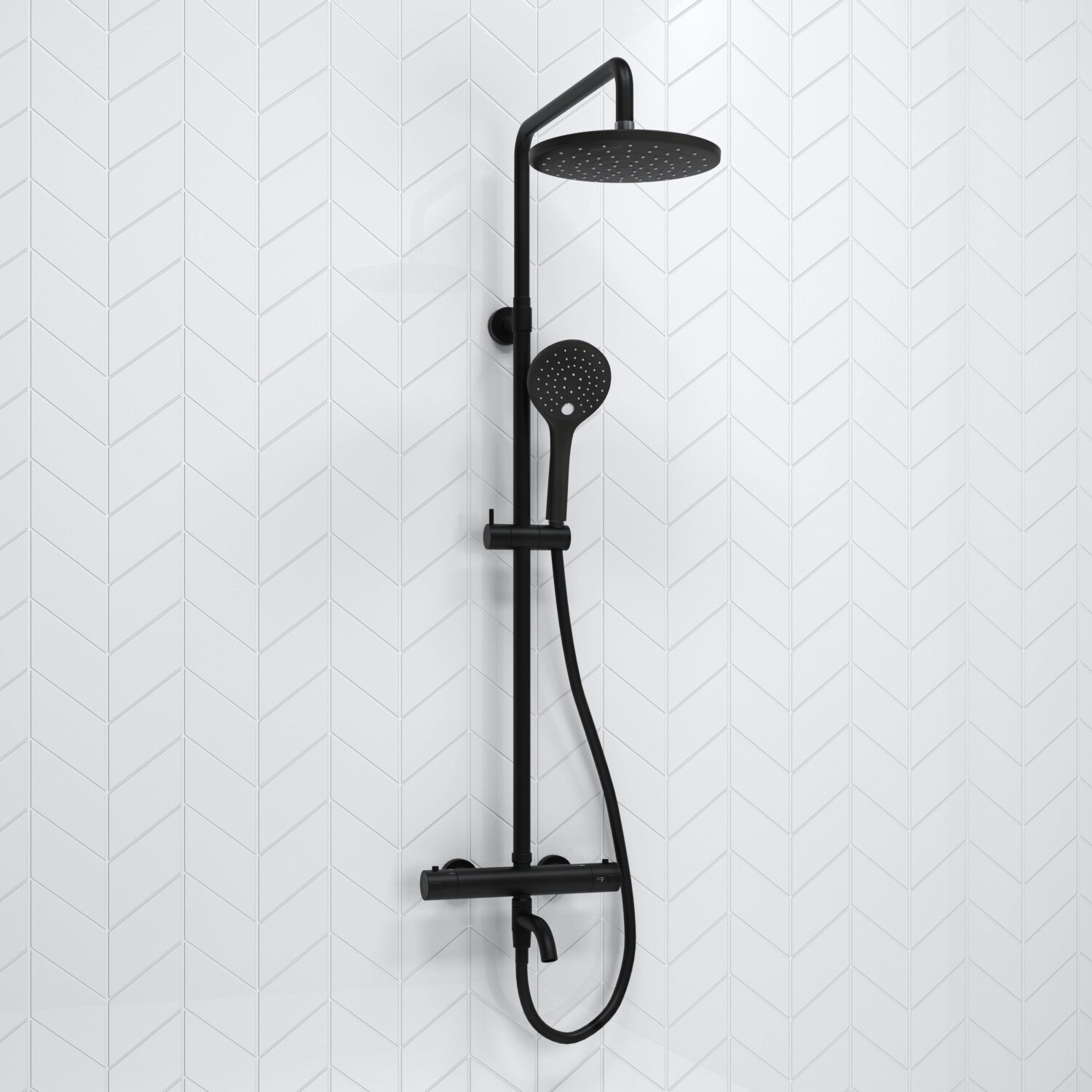 Душевая система WasserKRAFT T A288.077.078, термостат, черный