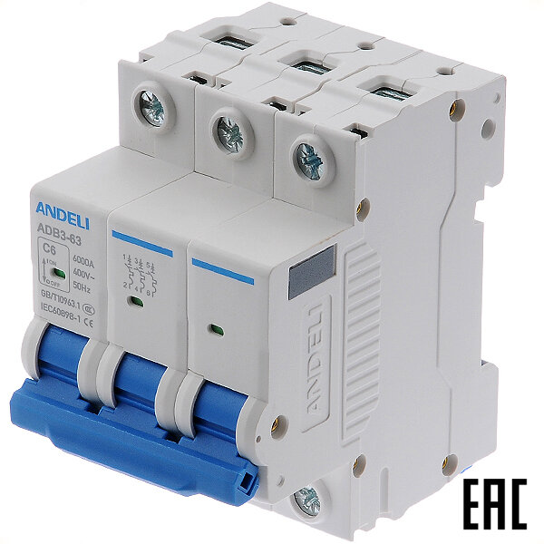 Автоматический выключатель на Din-рейку ADL01-809 ANDELI ADB3-63/3P C1A /3п/ 6кА