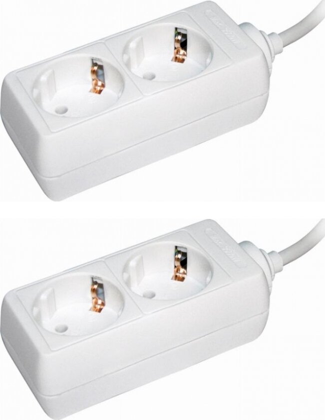 Удлинитель IEK У02 двухместный с заземлением 5 метров IP20 белый (комплект из 2 шт)