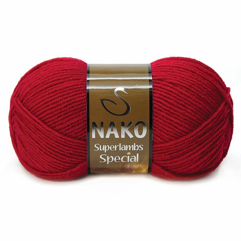Пряжа NAKO Superlambs Special, вишня - 4426, 49% шерсть, 51% премиум акрил, 5 мотков, 100 г, 200 м.