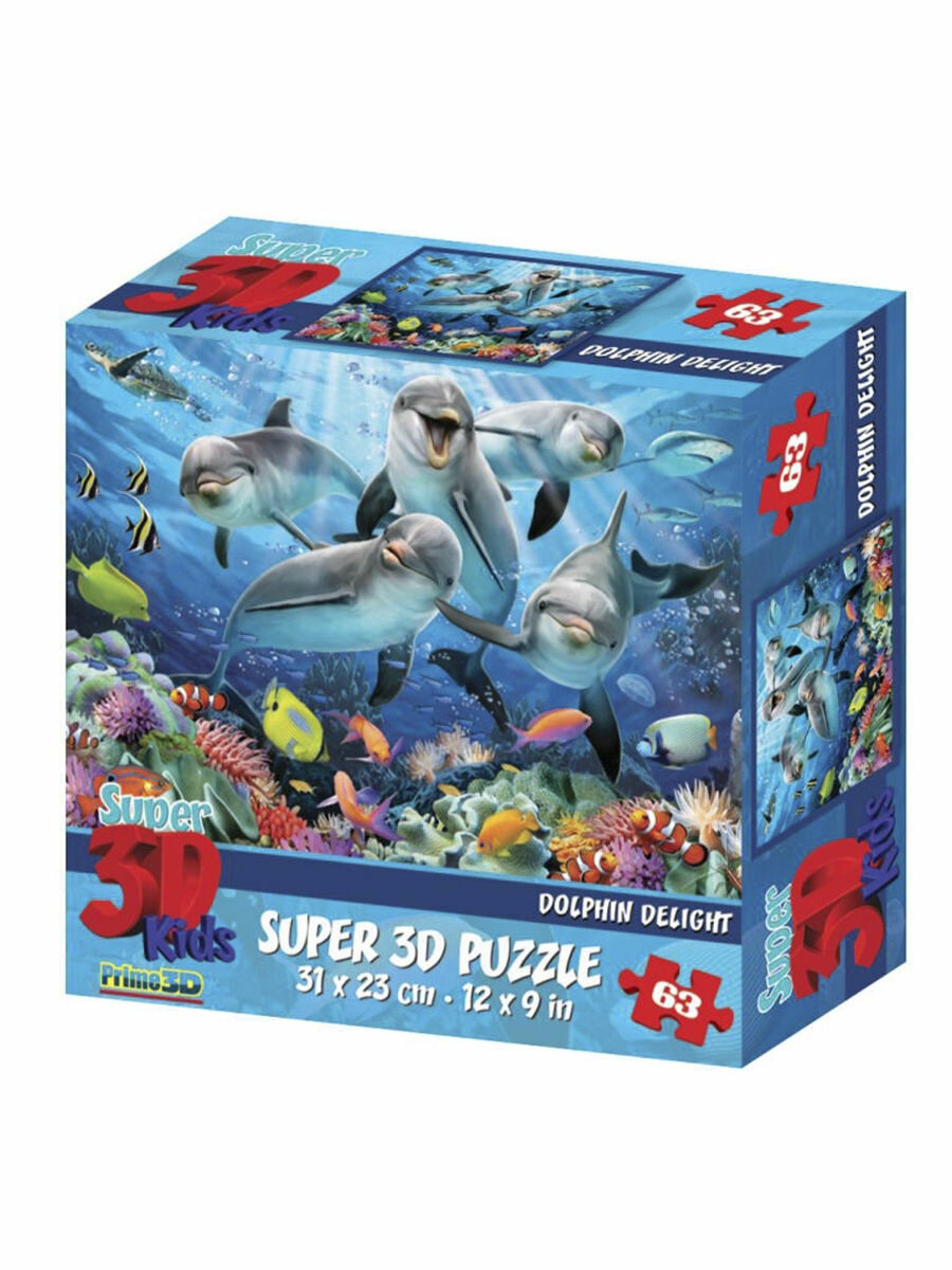 Пазл Prime 3D "Дельфиний восторг", 3D, 63 элемента, картонный
