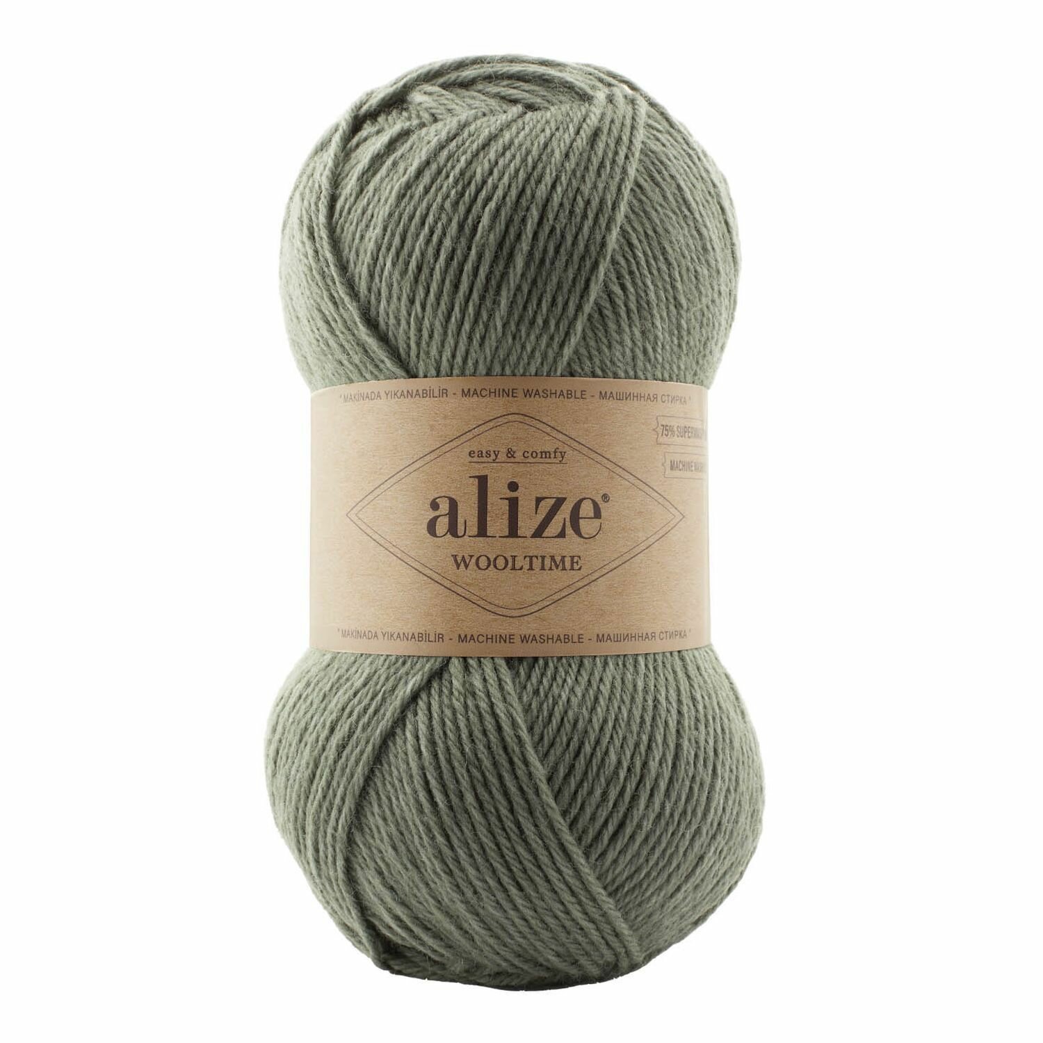 Пряжа Wooltime, Alize, артишок - 274, 75% SW шерсть, 25% полиамид, 5 мотков, 100 г, 200 м.