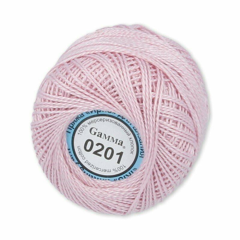 Пряжа Gamma Ирис 100% хлопок 10 шт. х 10 г 82 м +- 3 м №0201 св-розовый