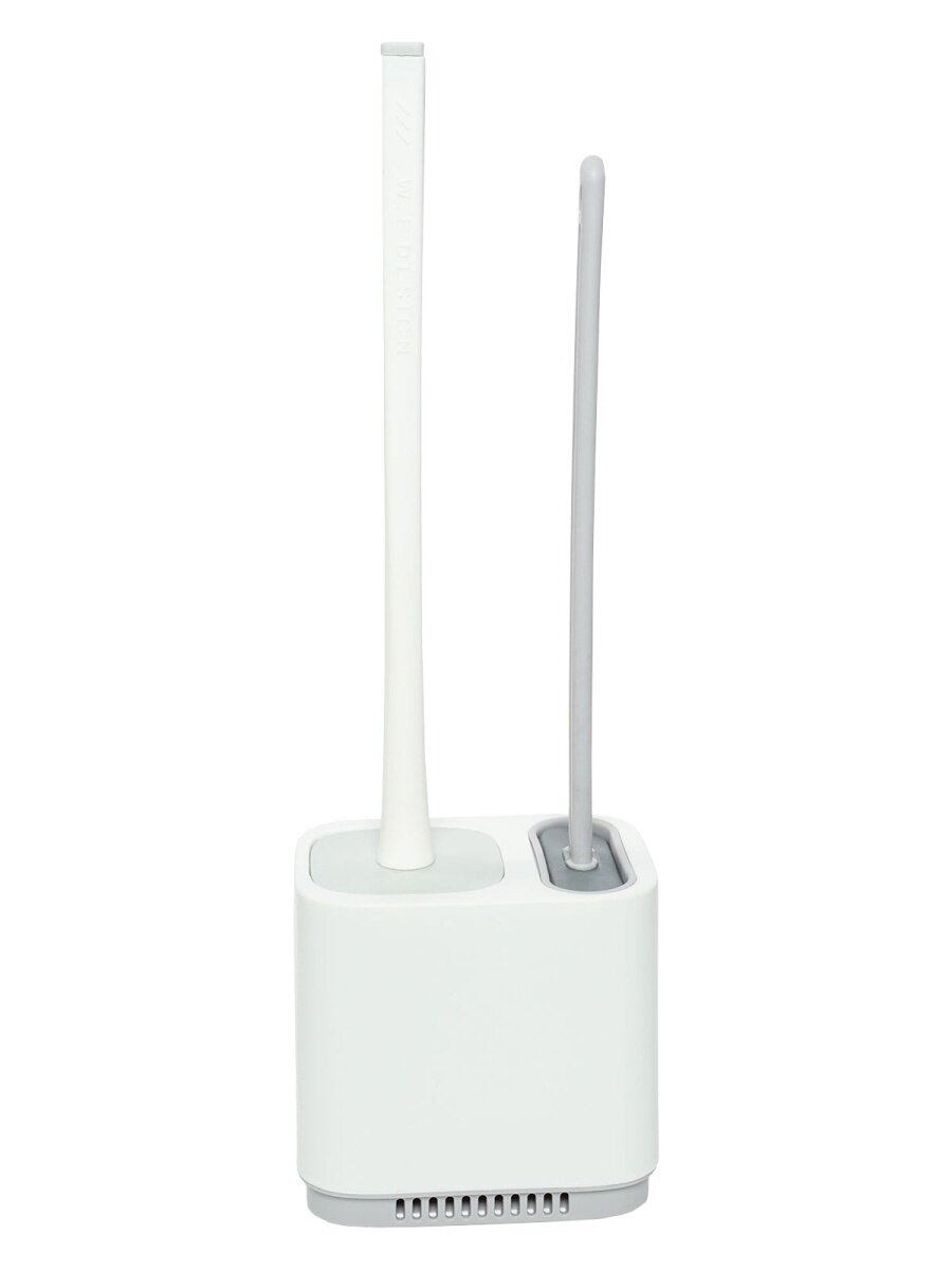 Набор силиконовых ершиков с подставкой и креплением на стену / Силиконовый ершик-щетка для унитаза (белый, серый)