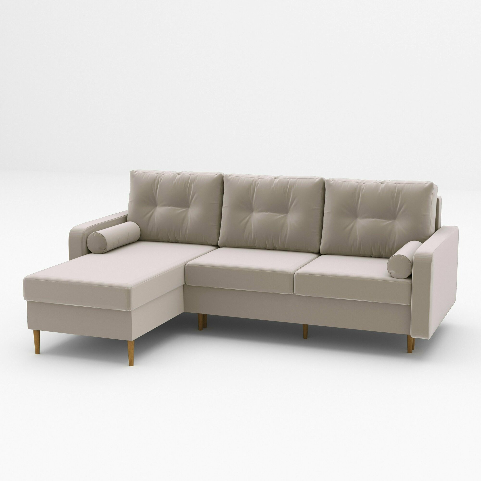 Угловой диван на ножках Дэйо, правый угол, еврокнижка тик-так, с ящиком для белья, габариты 2200*1450*800, микровелюр