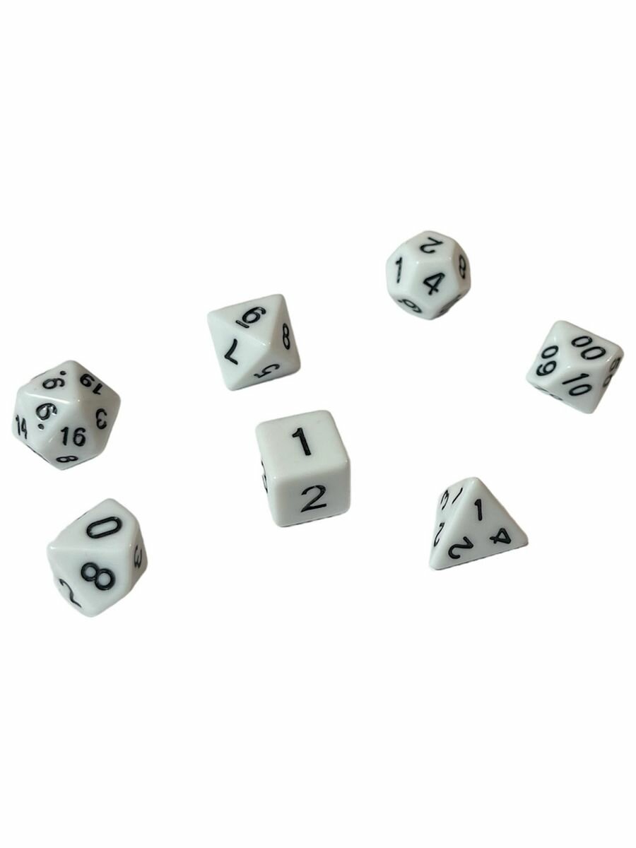 Набор кубиков для DnD (Dungeons and Dragons), белые, 7 шт.