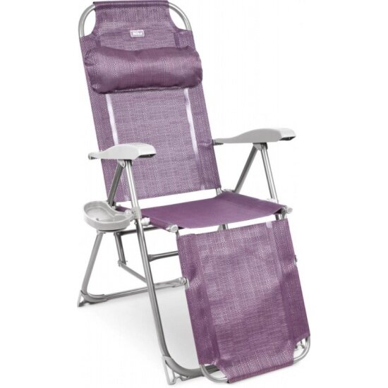 Кресло-шезлонг Garden Story с полкой КШЗ арт. КШ3/1, баклажановый, серый