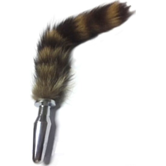 Анальная пробка Penthouse с пушистым хвостом, большая, серебряная, 45х120 мм