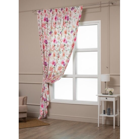 Портьера Amore Mio сатен, розовая пудра, 200х270 (30587)