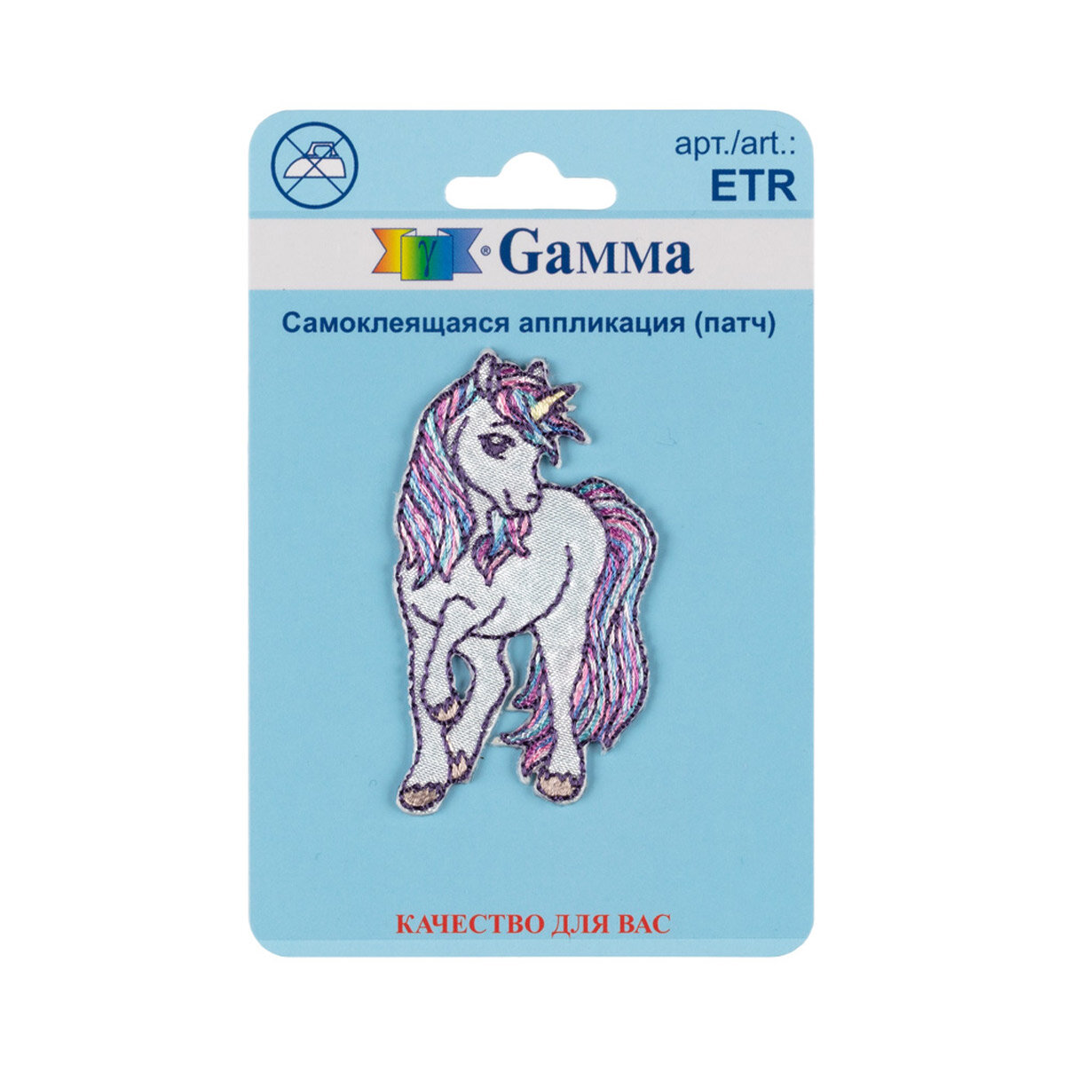 Gamma ETR Аппликация самоклеящаяся 01-107 Единорог 3.2×5.6 см патч для одежды 1шт